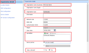 Configure EMIS Web Organisation – Digital PCN HUB Optimisation
